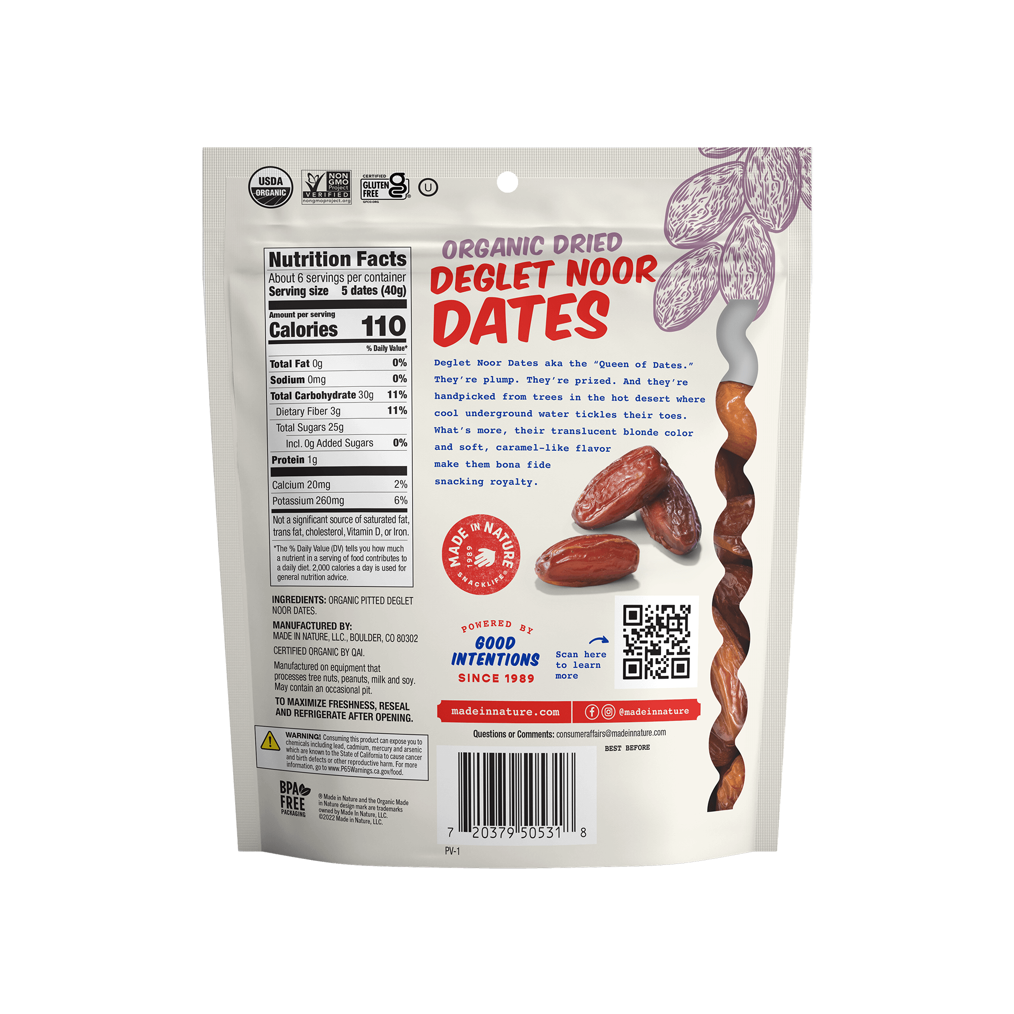 Deglet Noor Dates Organic - Pitted, Non-GMO, Kosher, Raw, Vegan Snack ...
